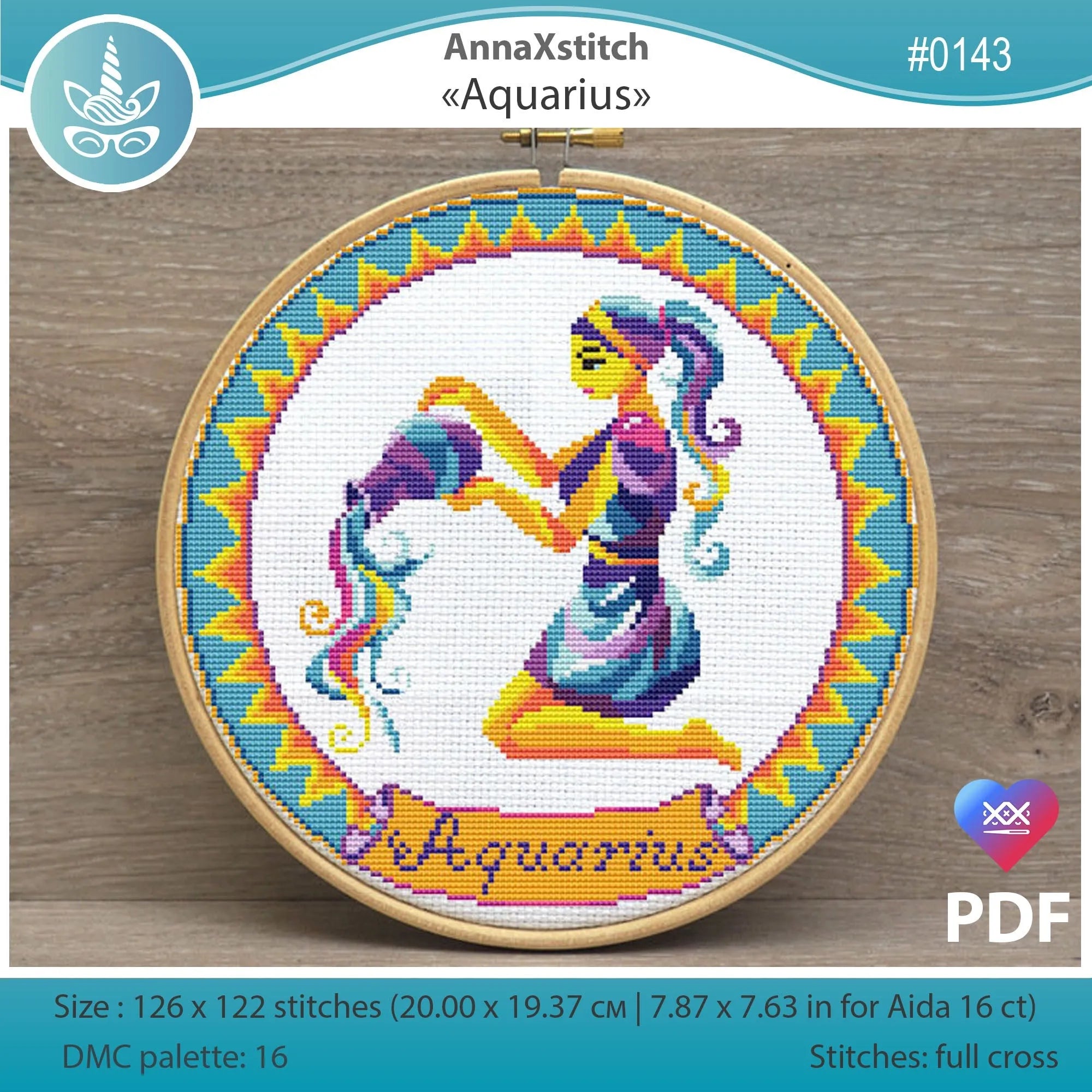 Aquarius - PDF Cross Stitch Pattern – Wizardi