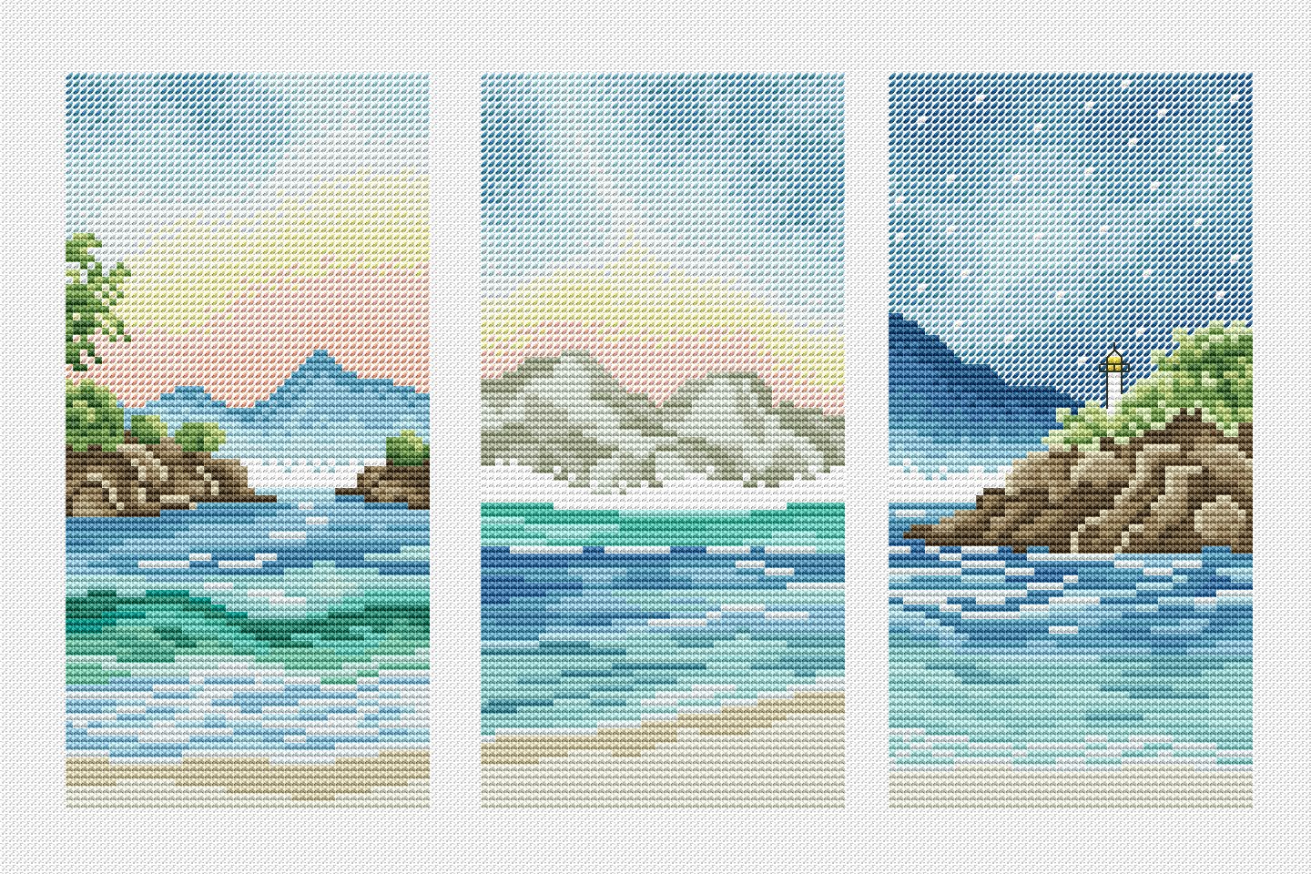 Sea Triptych - PDF Cross Stitch Pattern – Wizardi