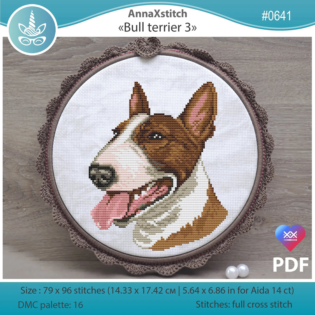Bull terrier 3 - PDF Cross Stitch Pattern — Wizardi