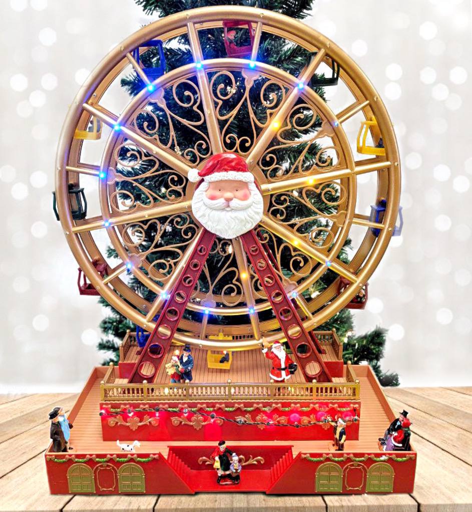 Christmas Wheel with Santa. Animated Holiday Decoration. Christmas Vil ...
