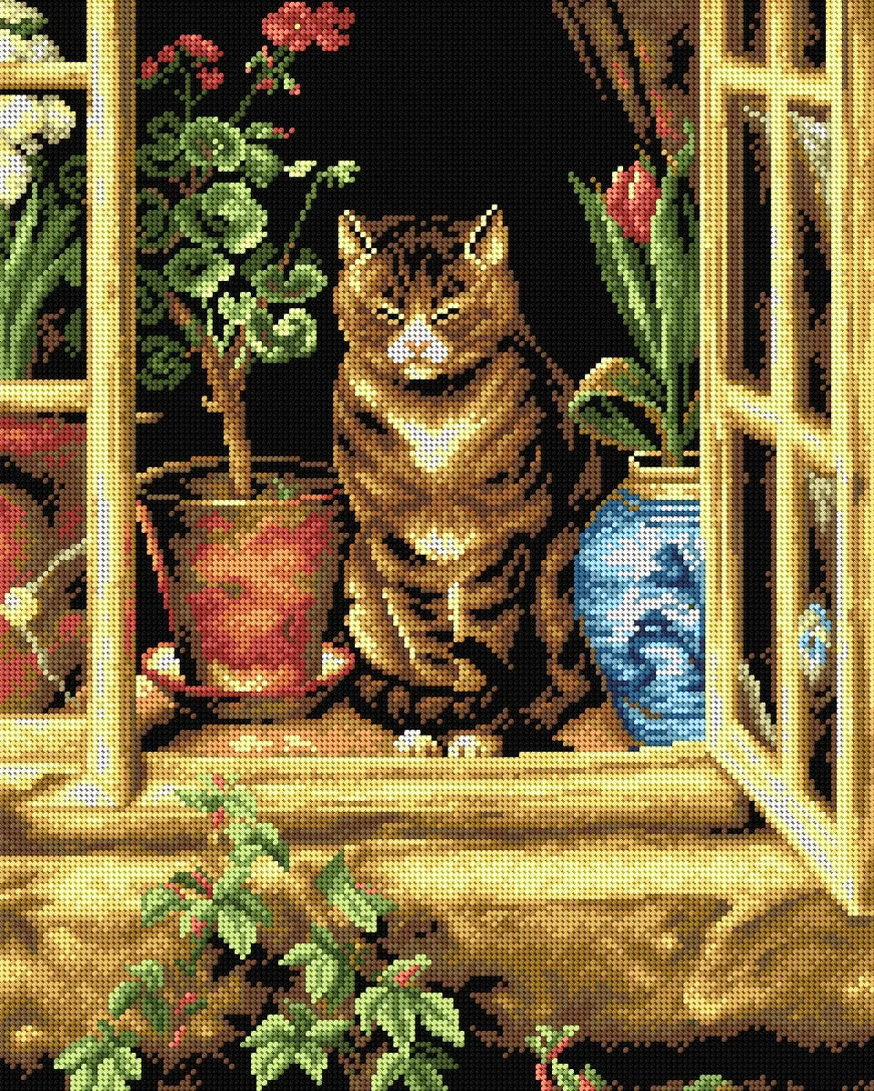Gobelin canvas for halfstitch without yarn after Ralph Hedley - Cat in ...
