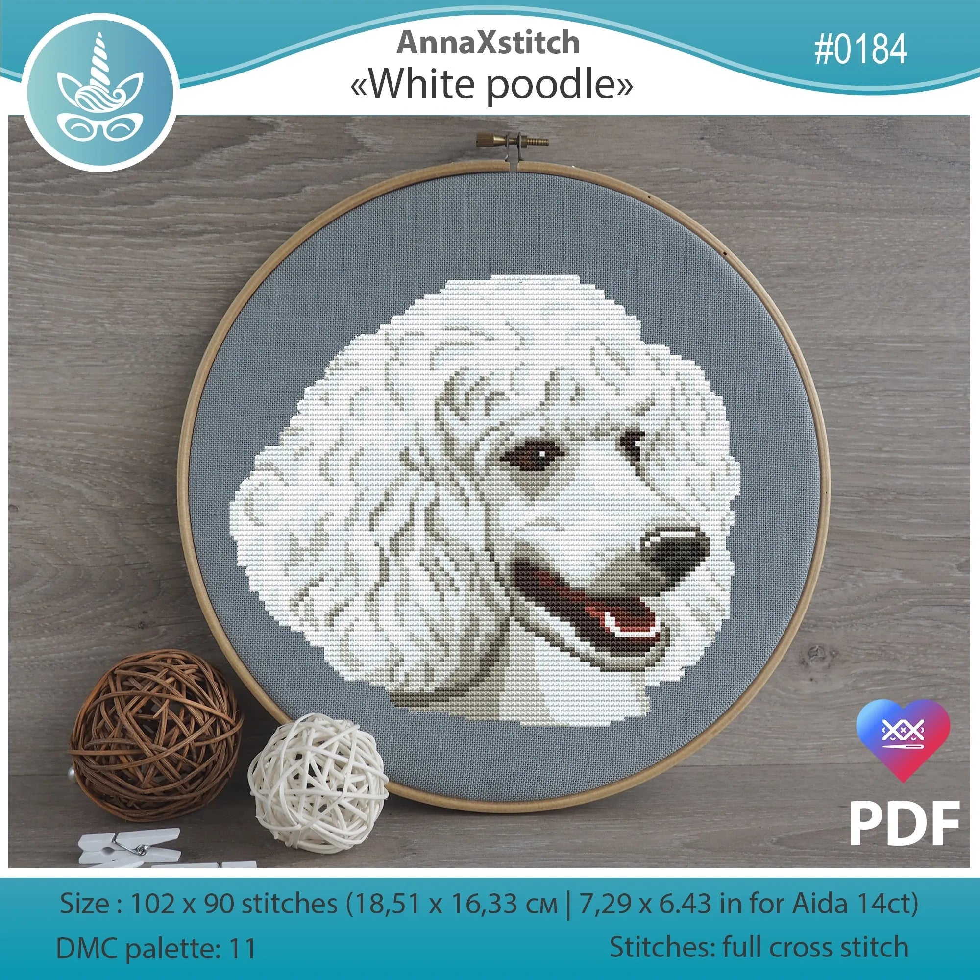 White Poodle - PDF Cross Stitch Pattern – Wizardi