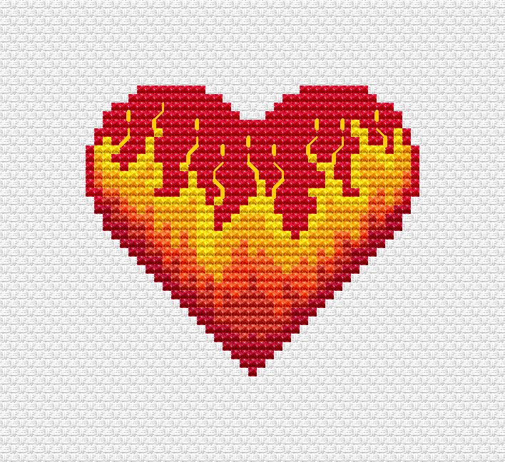 Flaming Heart - PDF Cross Stitch Pattern – Wizardi