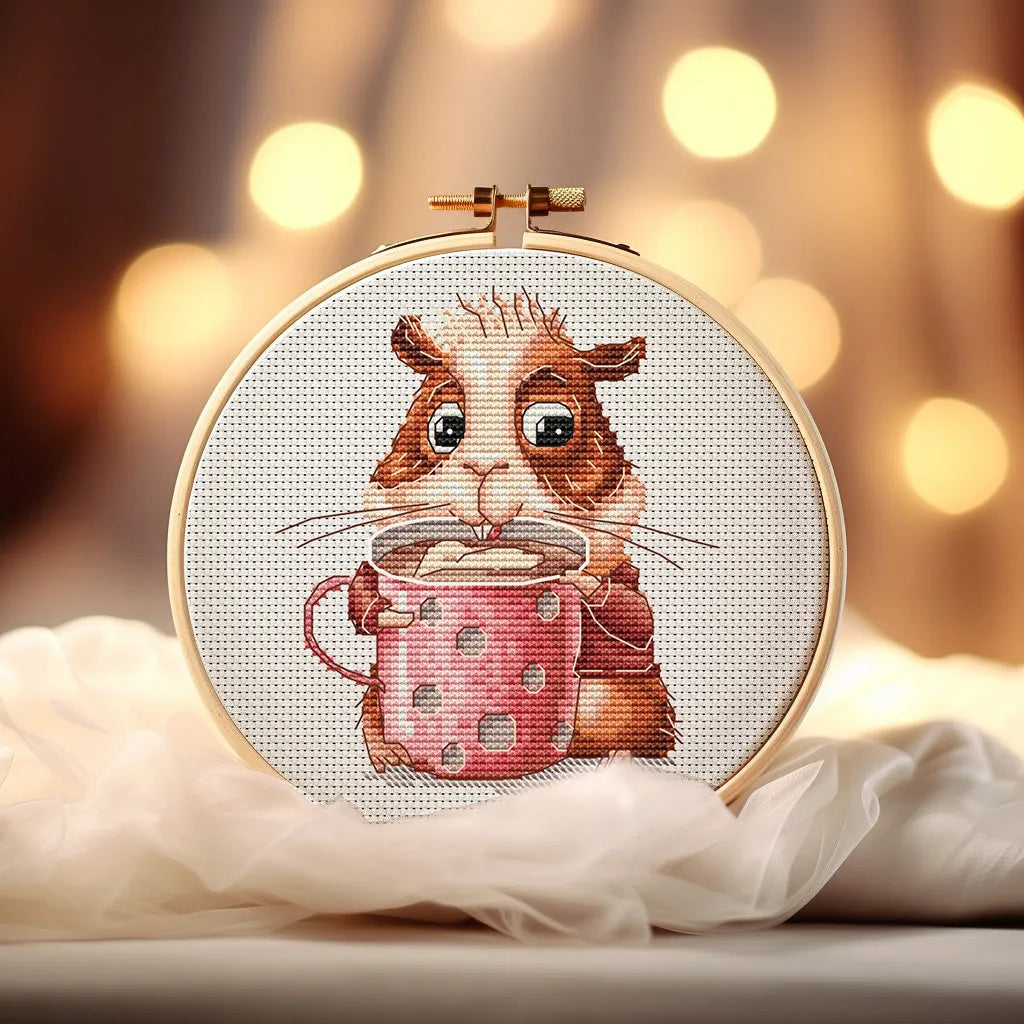 Hamster with Coffee Mug - PDF Cross Stitch Pattern — Wizardi