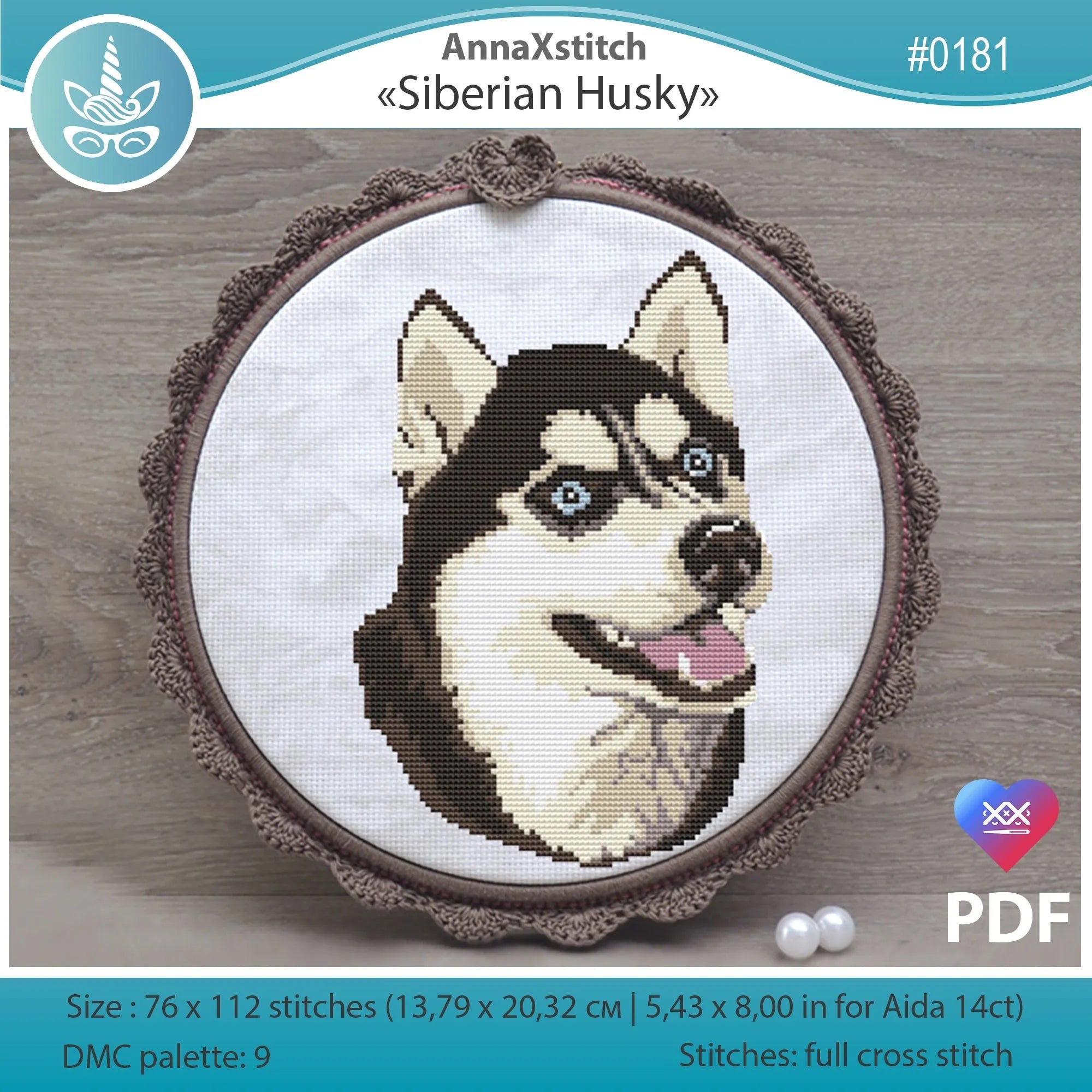 Siberian Husky - PDF Cross Stitch Pattern – Wizardi