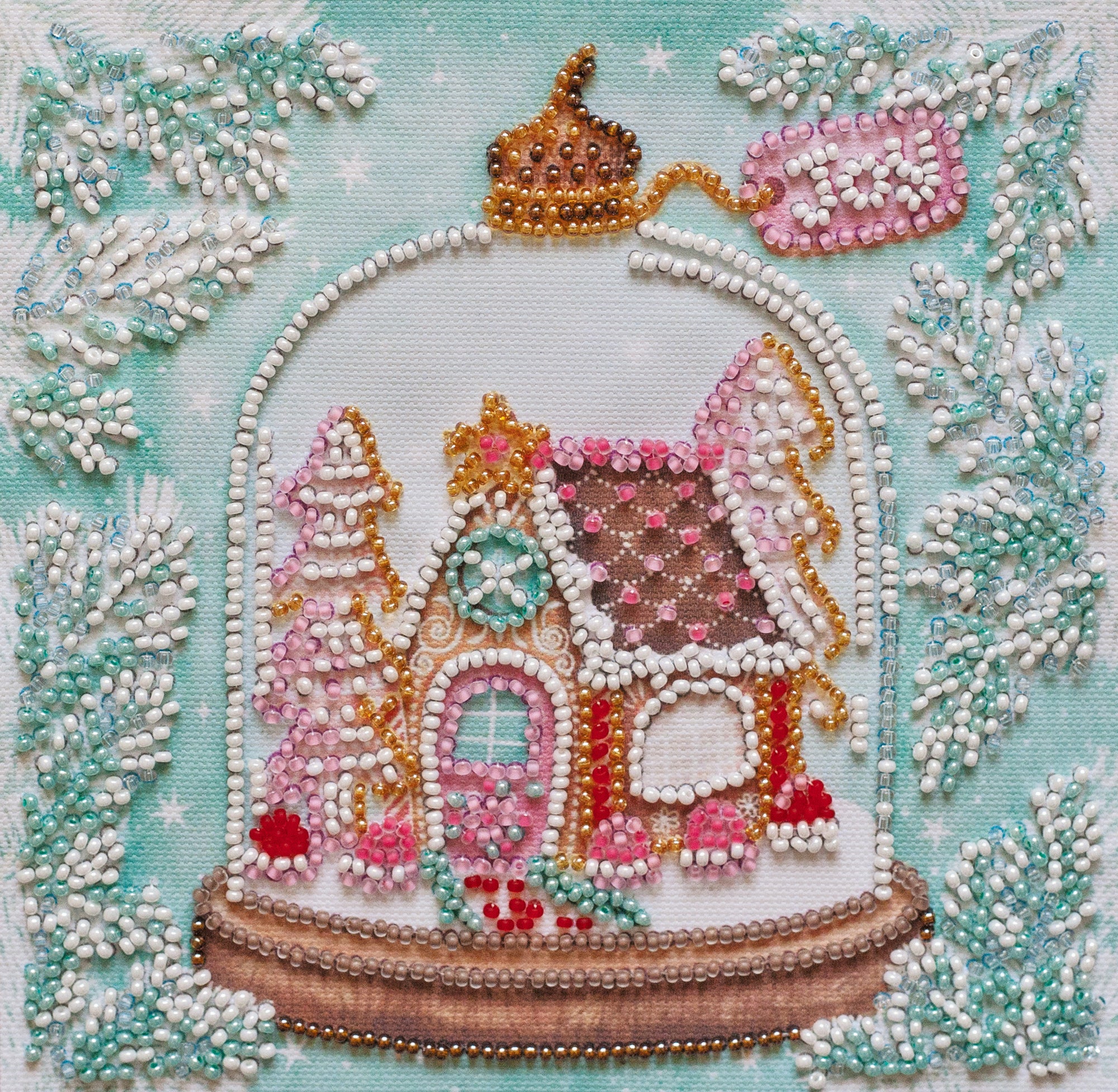 Mini Bead embroidery kit - Cheerful house – Wizardi
