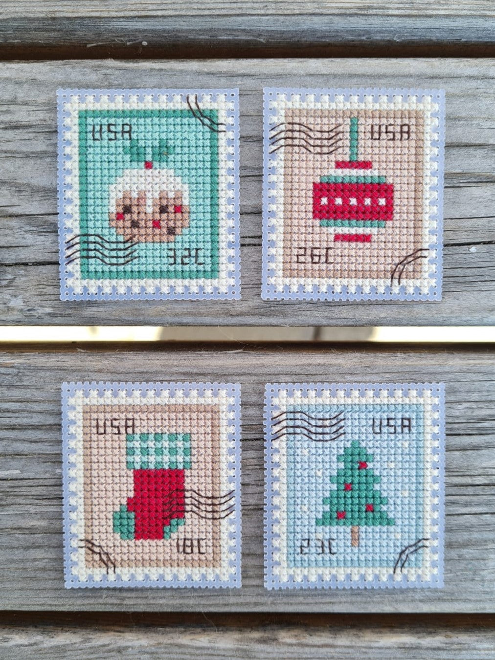 Christmas postage stamps - PDF Cross Stitch Pattern – Wizardi