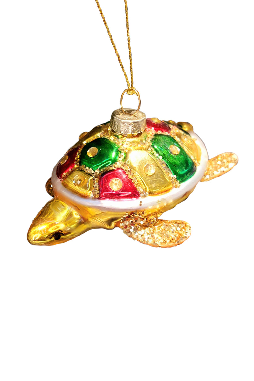 Christmas Glass Ornament - Golden Turtle by Wizardi F07M3-53 HB-SY2526