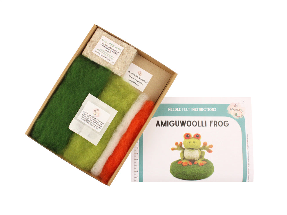 Felting Kit - Tiny Frog Needle Felt Kit. Amiguwoolli – Wizardi