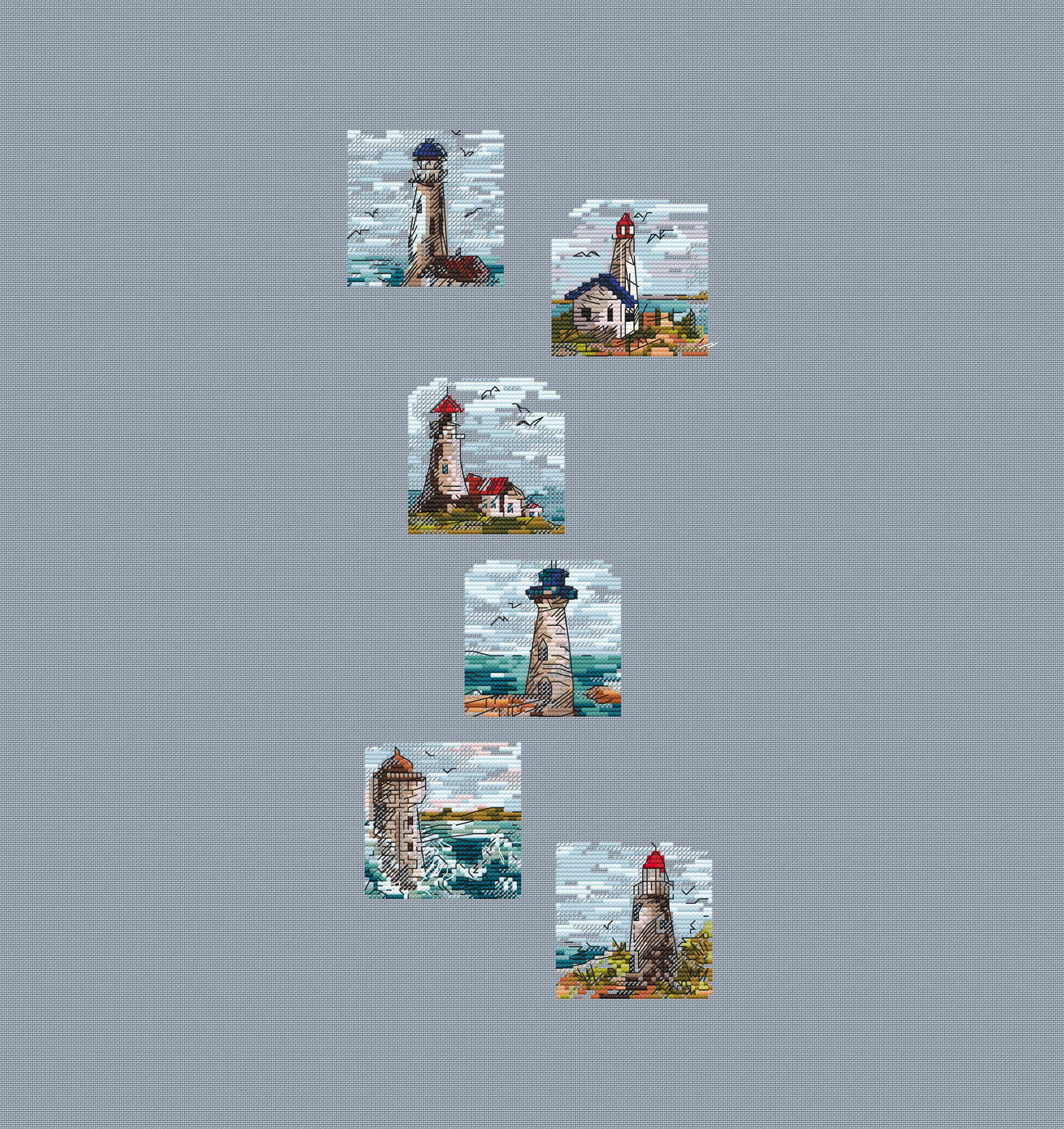 Mini Stamp Series. Set of 6 Mini Lighthouses - PDF Cross Stitch Patter ...