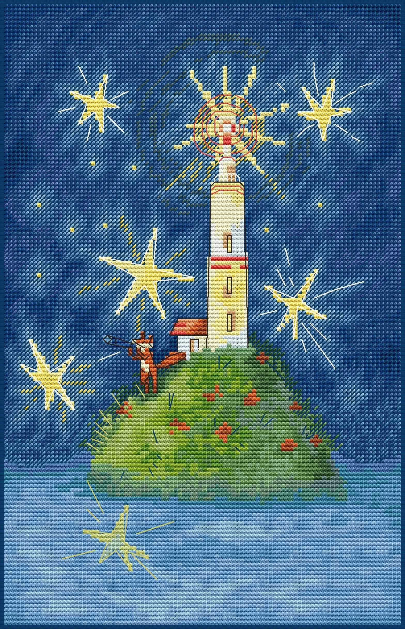 Moon house. Lighthouse - PDF Cross Stitch Pattern – Wizardi