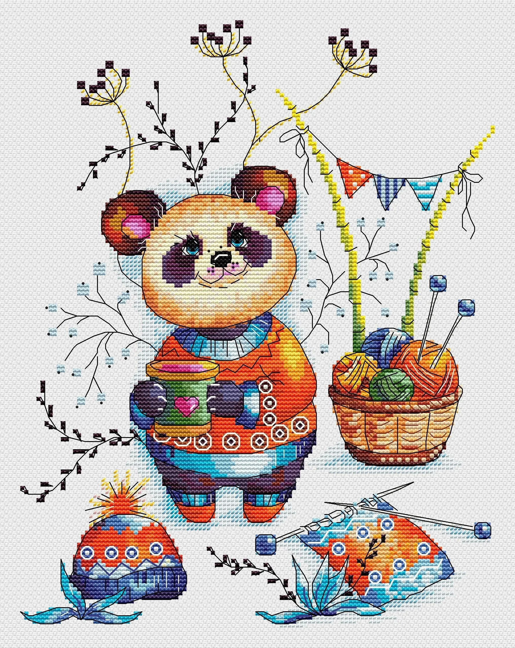 Pandas also knit - PDF Cross Stitch Pattern – Wizardi