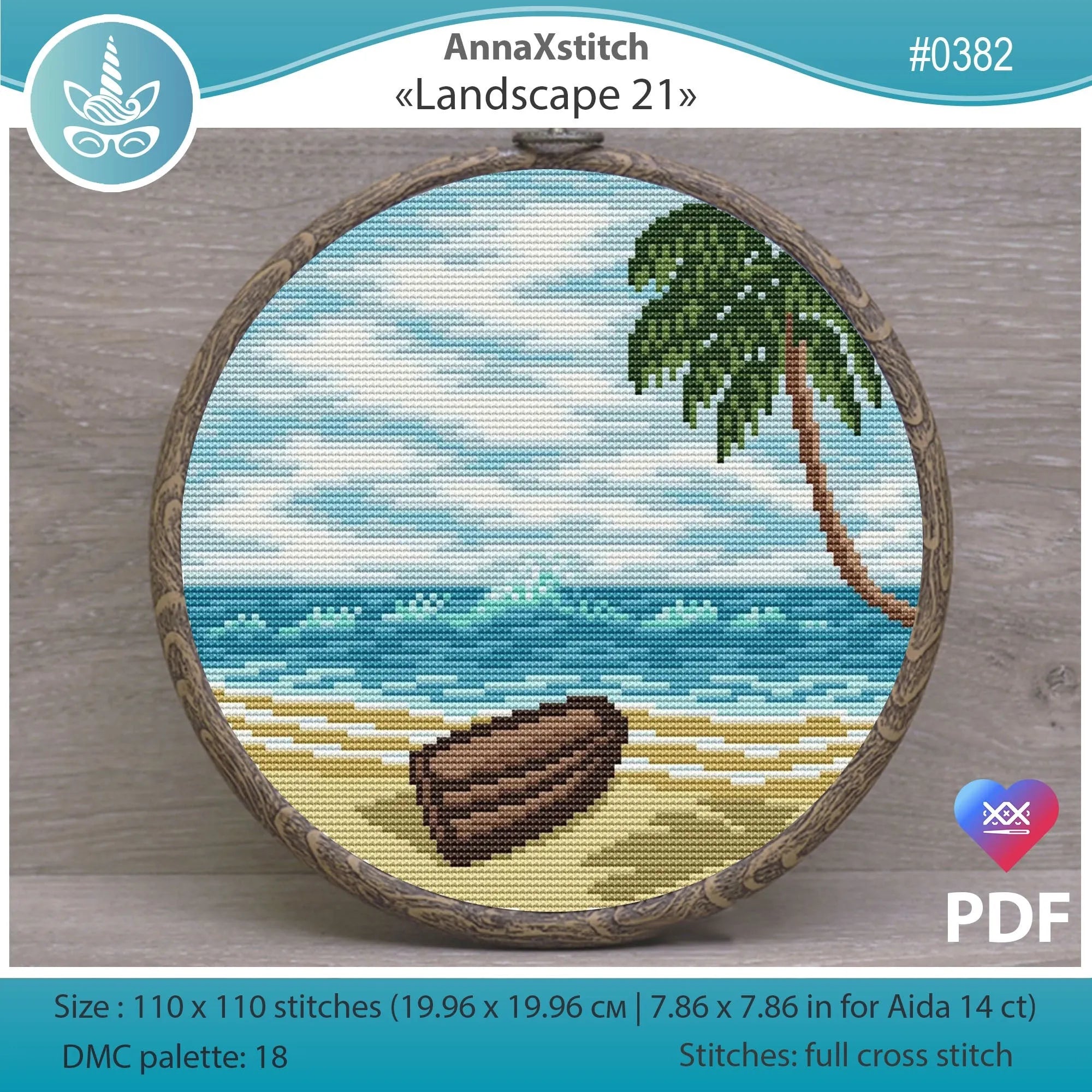 Round Landscapes. Landscape 21 - PDF Cross Stitch Pattern – Wizardi