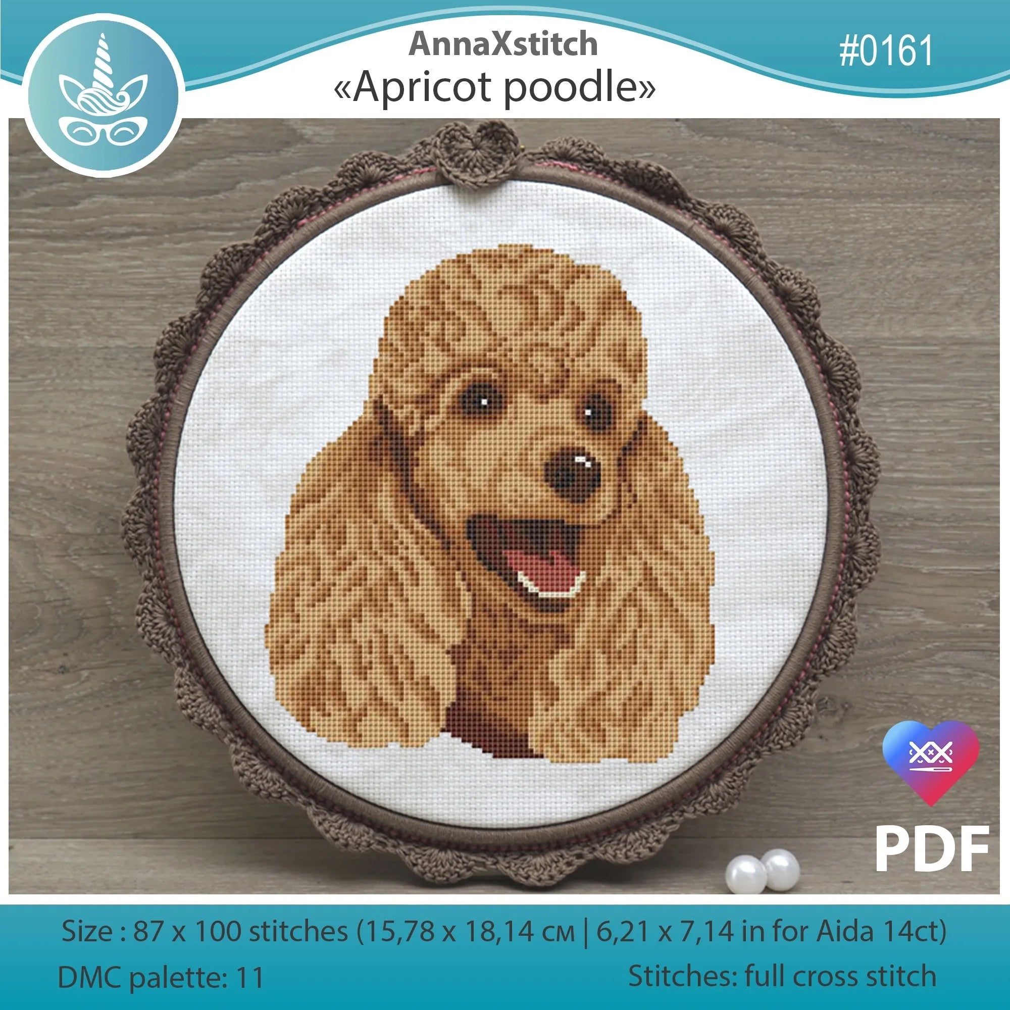 Apricot Poodle - PDF Cross Stitch Pattern – Wizardi