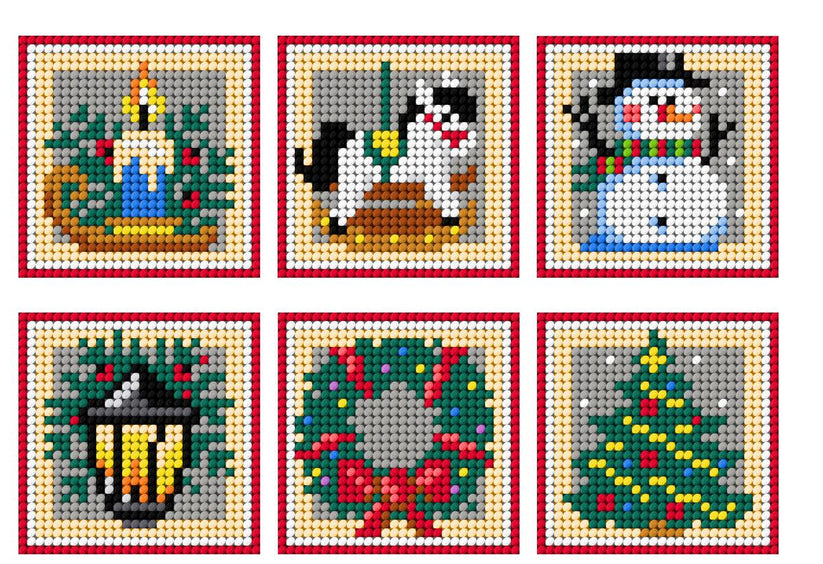 Christmas coasters 161CS Counted Cross-Stitch Kit – Wizardi