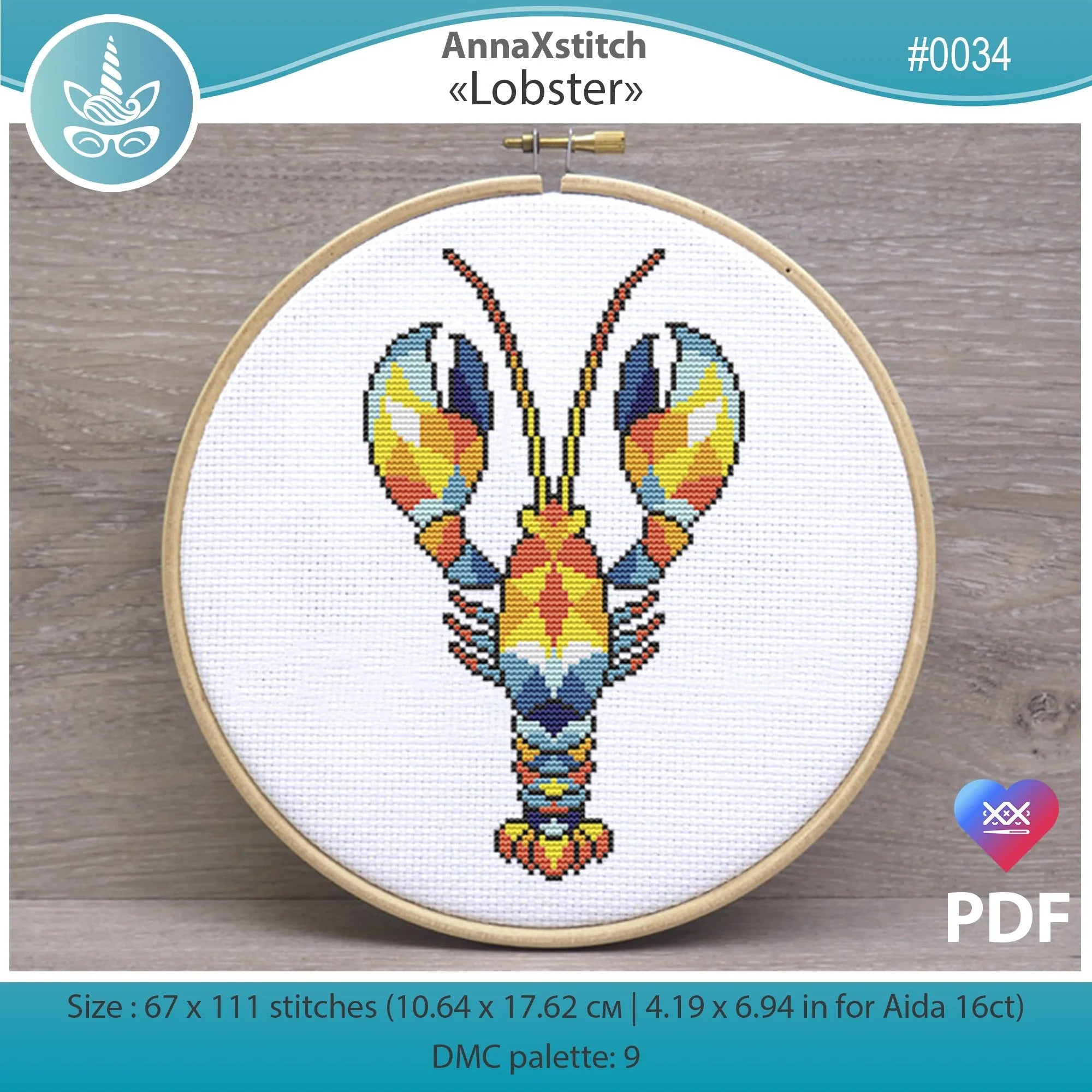 Lobster - PDF Cross Stitch Pattern – Wizardi