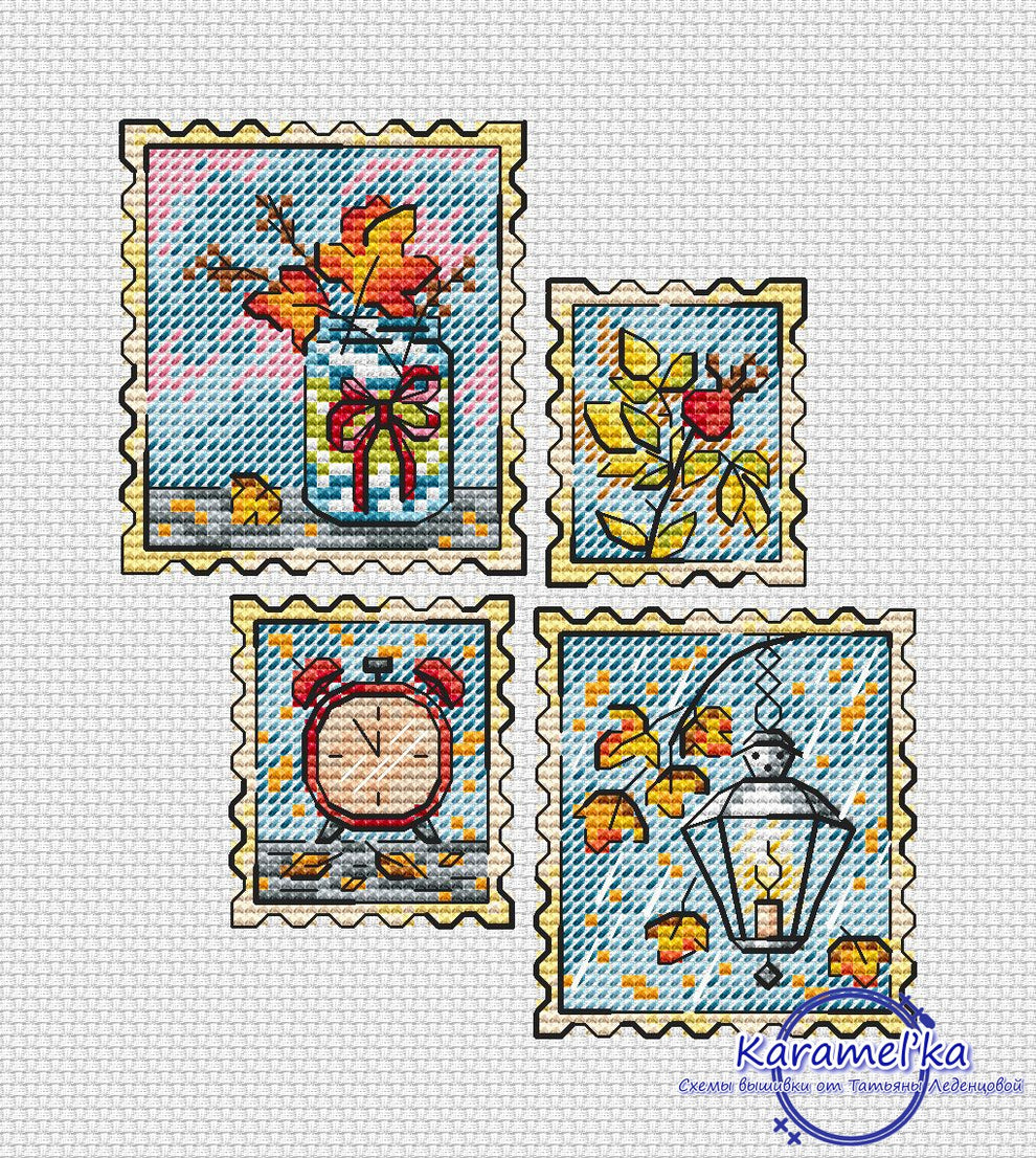 Autumn Stamps - PDF Cross Stitch Pattern – Wizardi