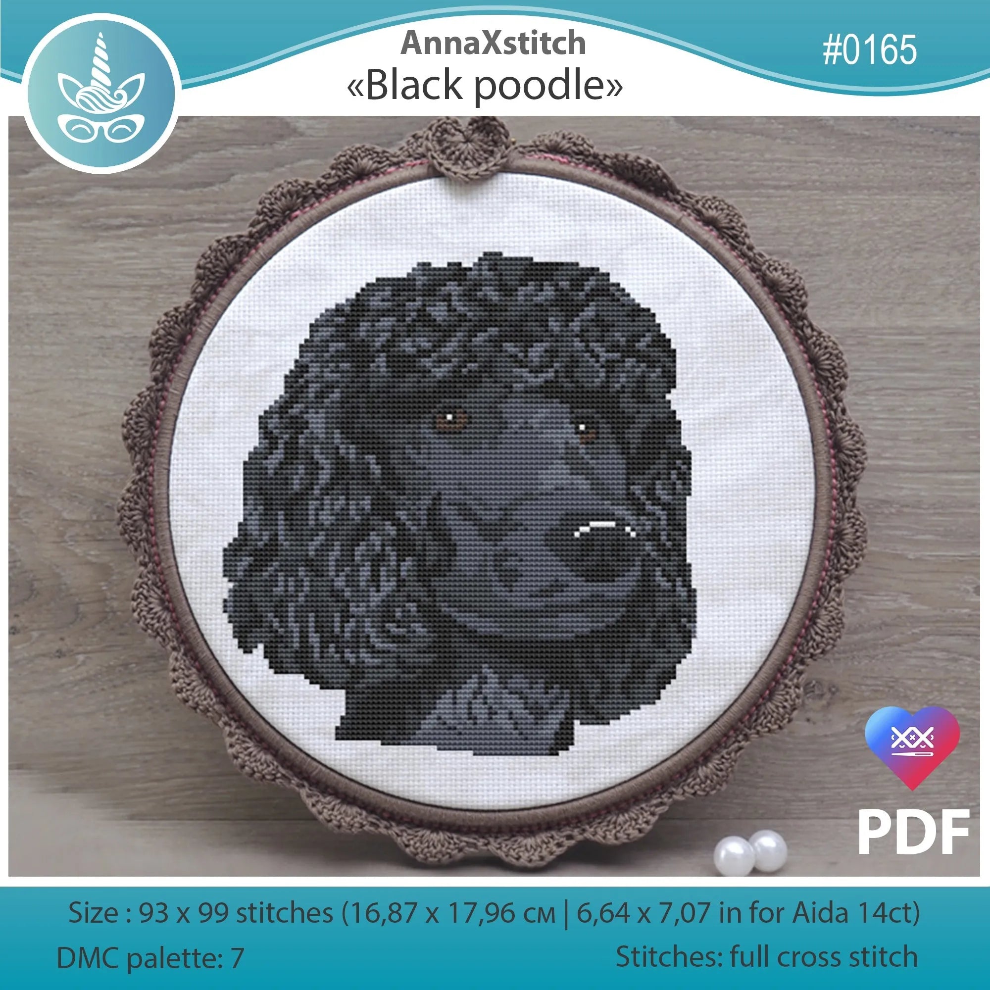 Black Poodle - PDF Cross Stitch Pattern – Wizardi