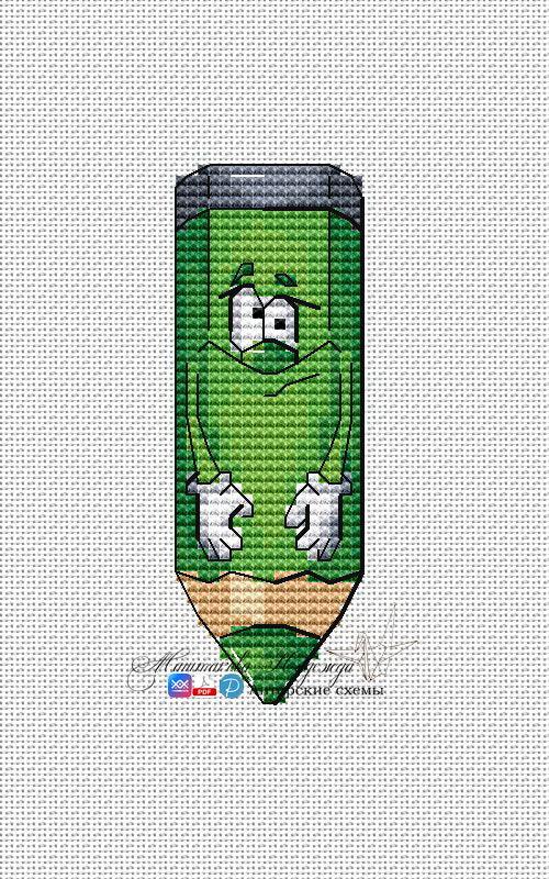Green Pencil - PDF Cross Stitch Pattern – Wizardi