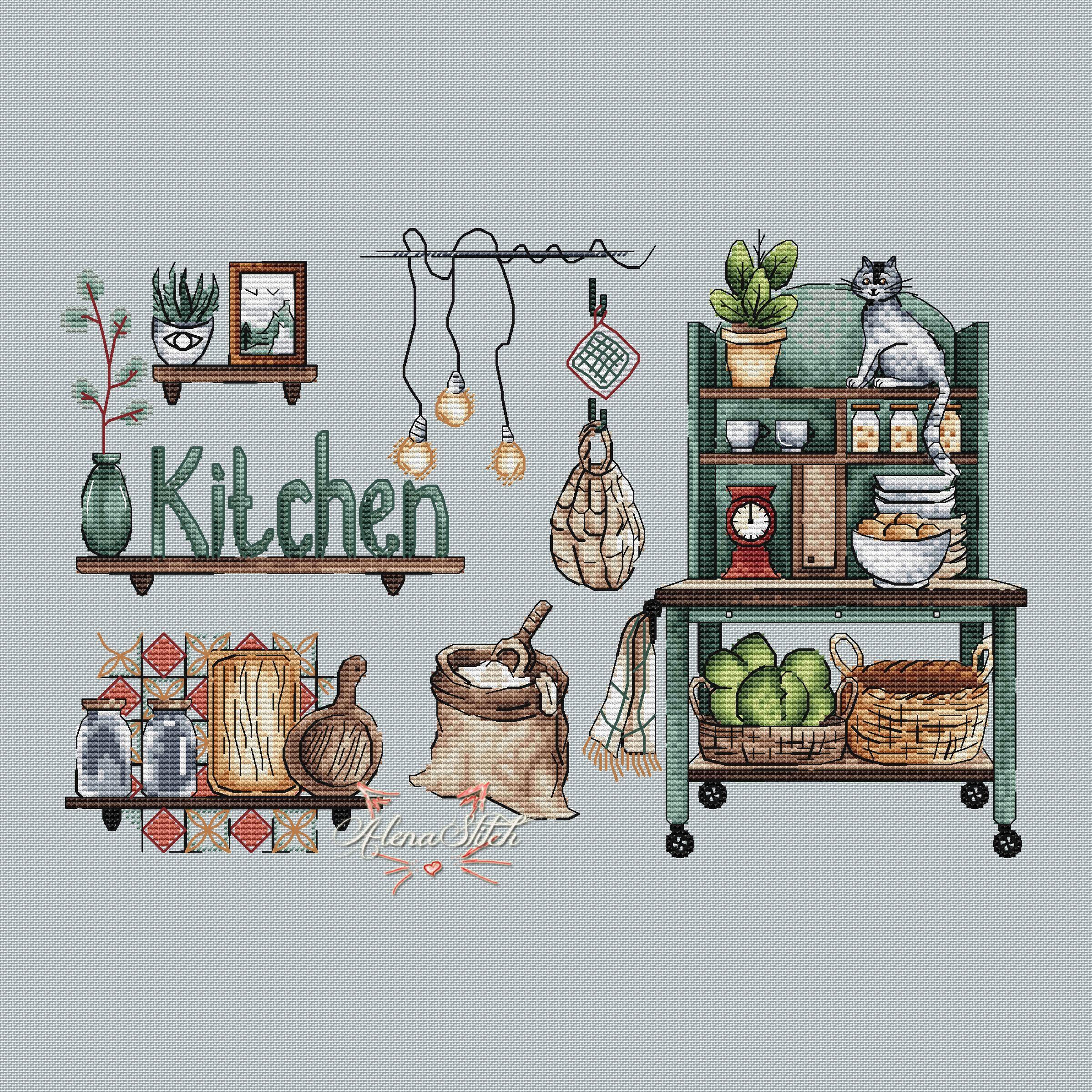 Kitchen - PDF Cross Stitch Pattern – Wizardi