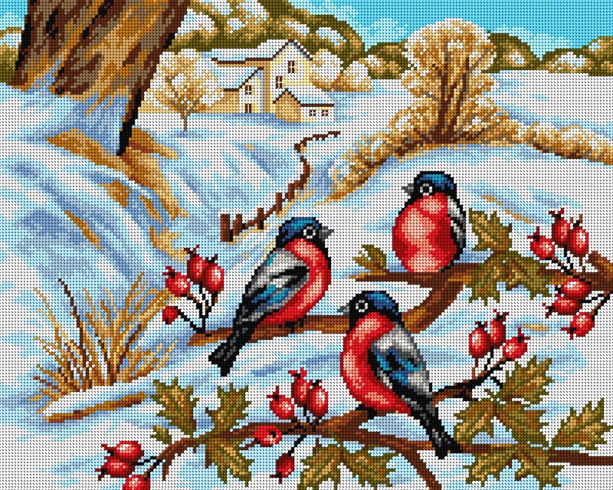 Needlepoint canvas for halfstitch without yarn Winter Landscape with B ...