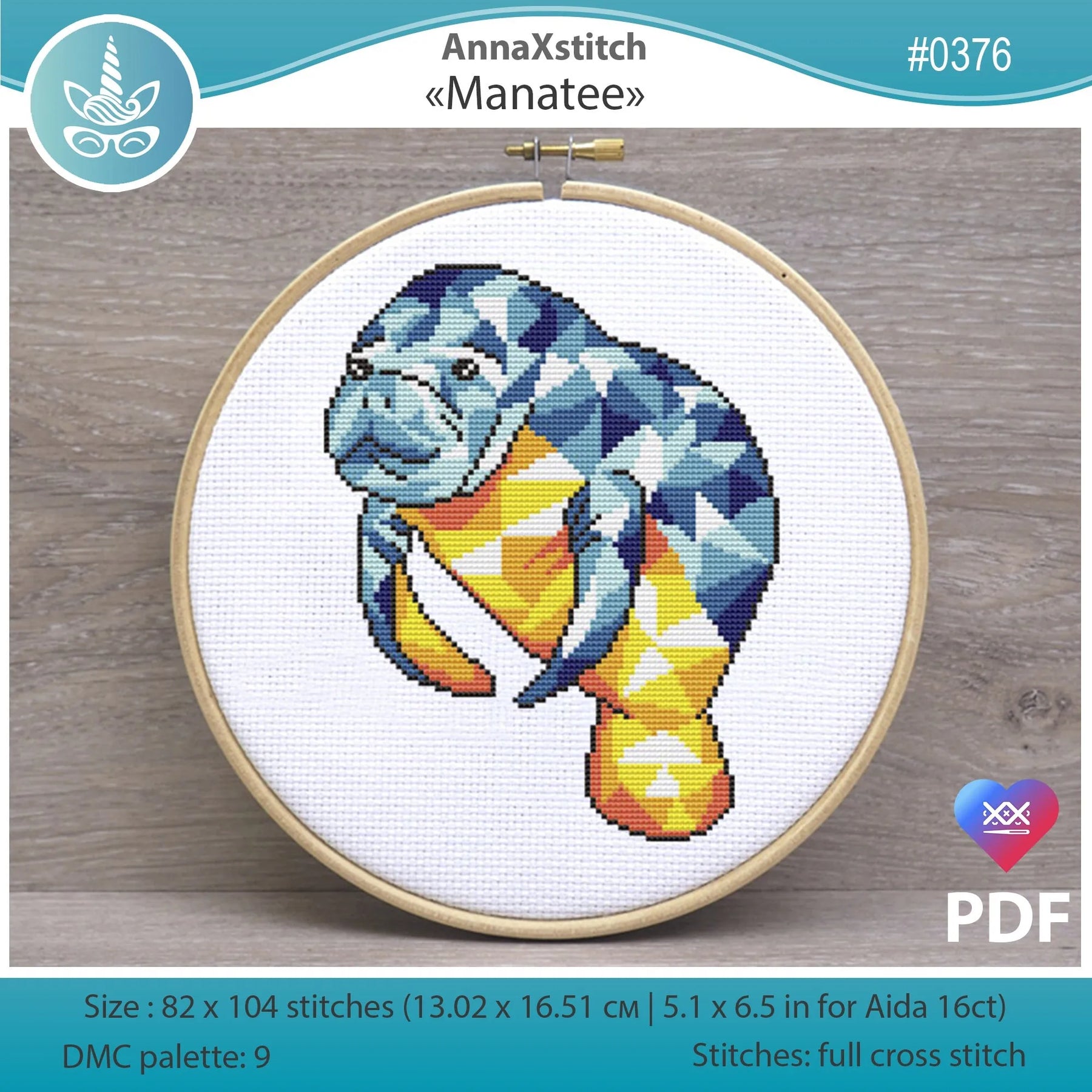 Manatee - PDF Cross Stitch Pattern – Wizardi