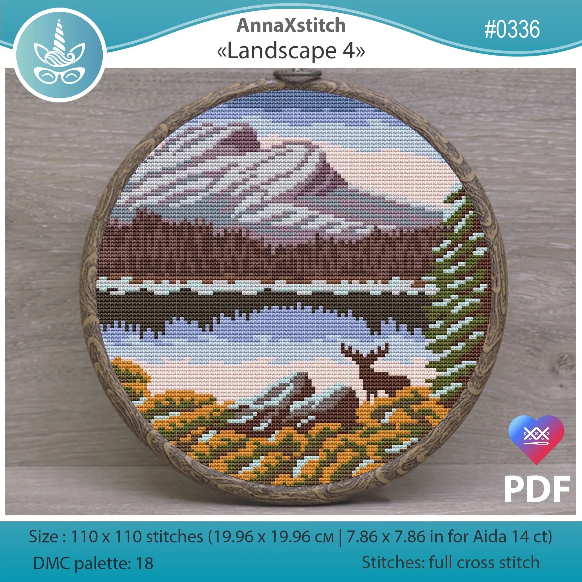 Round Landscapes. Landscape 4 - PDF Cross Stitch Pattern – Wizardi