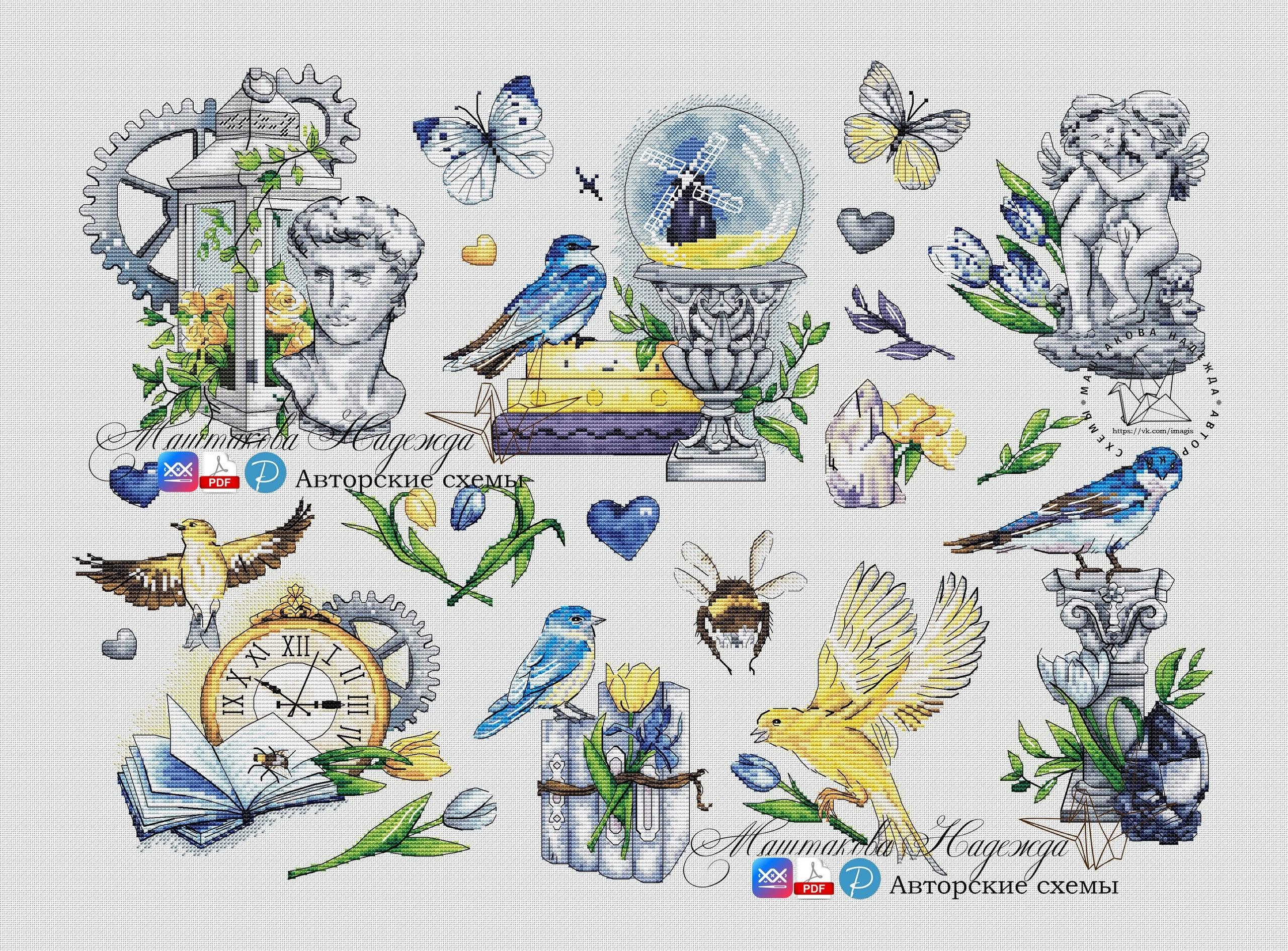 Spring Mood Sampler - PDF Cross Stitch Pattern – Wizardi