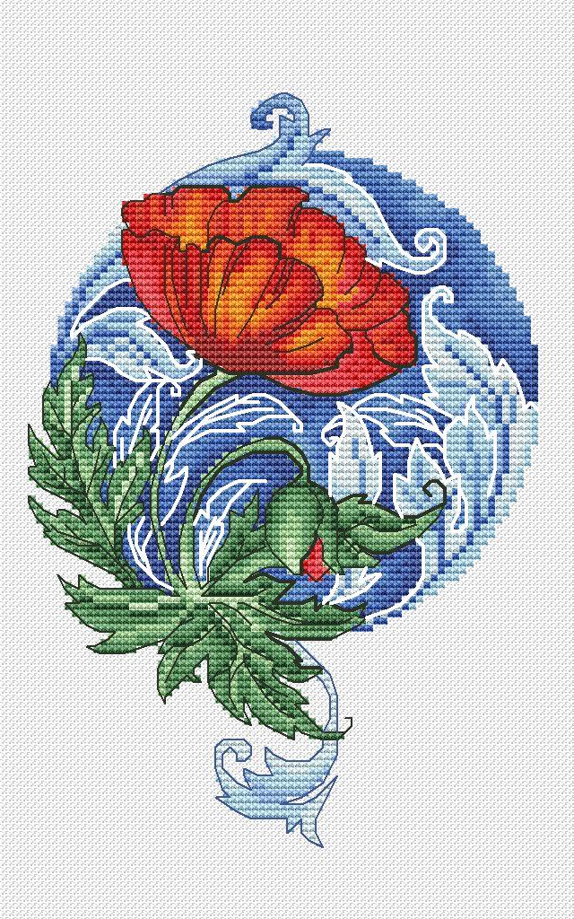 Victorian Poppy - PDF Cross Stitch Pattern – Wizardi