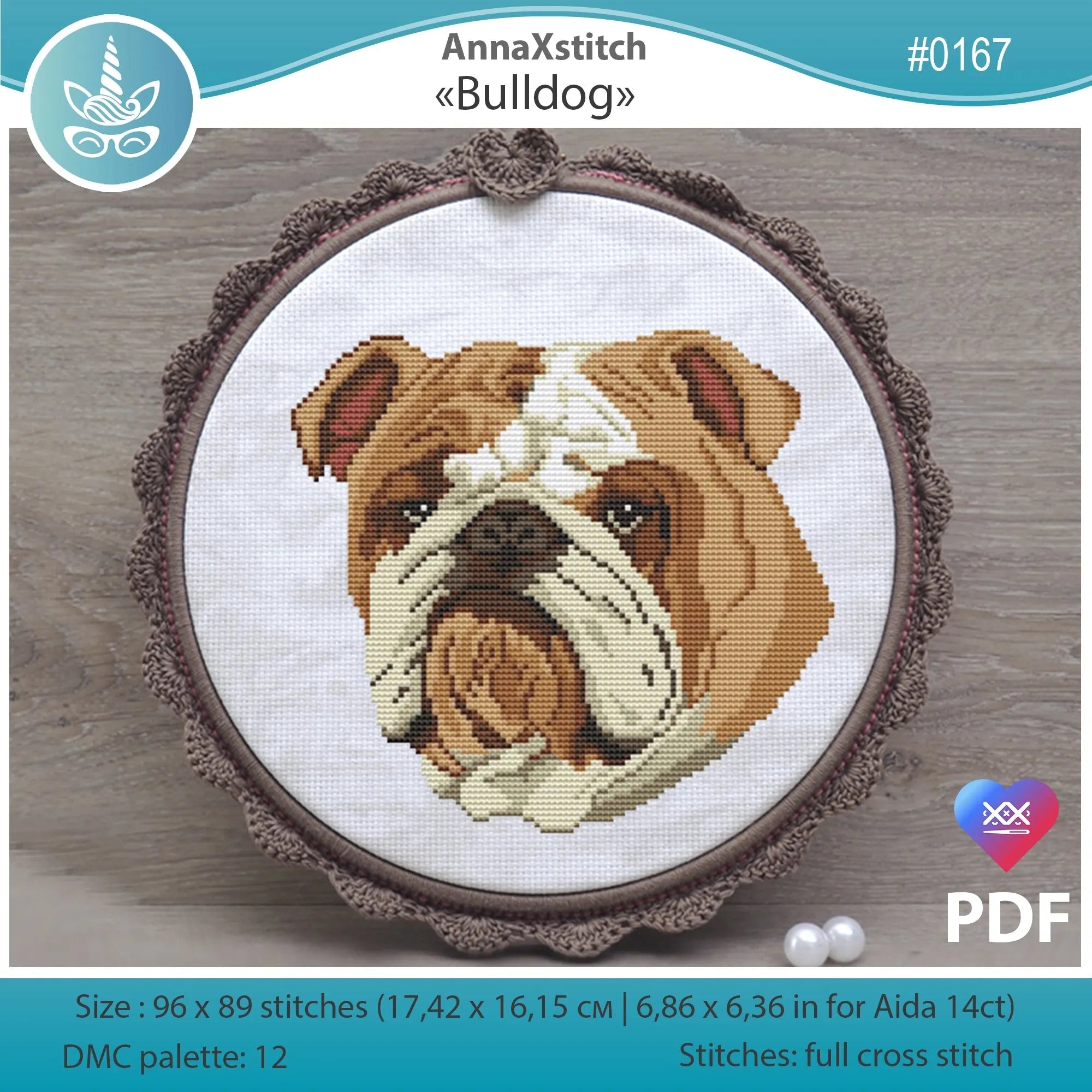 Bulldog - PDF Cross Stitch Pattern – Wizardi