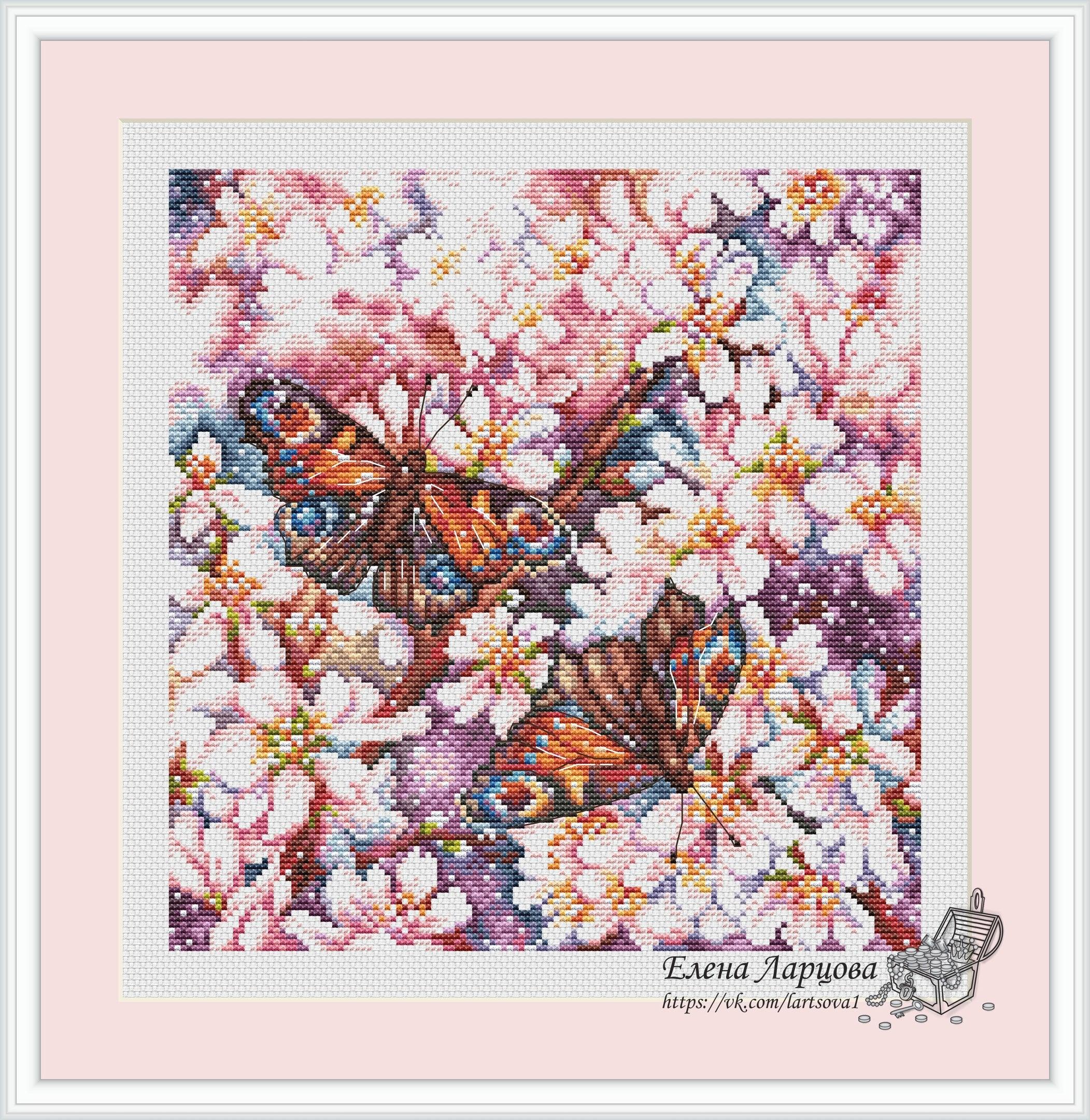 Apple Tree with Butterfly - PDF Cross Stitch Pattern – Wizardi