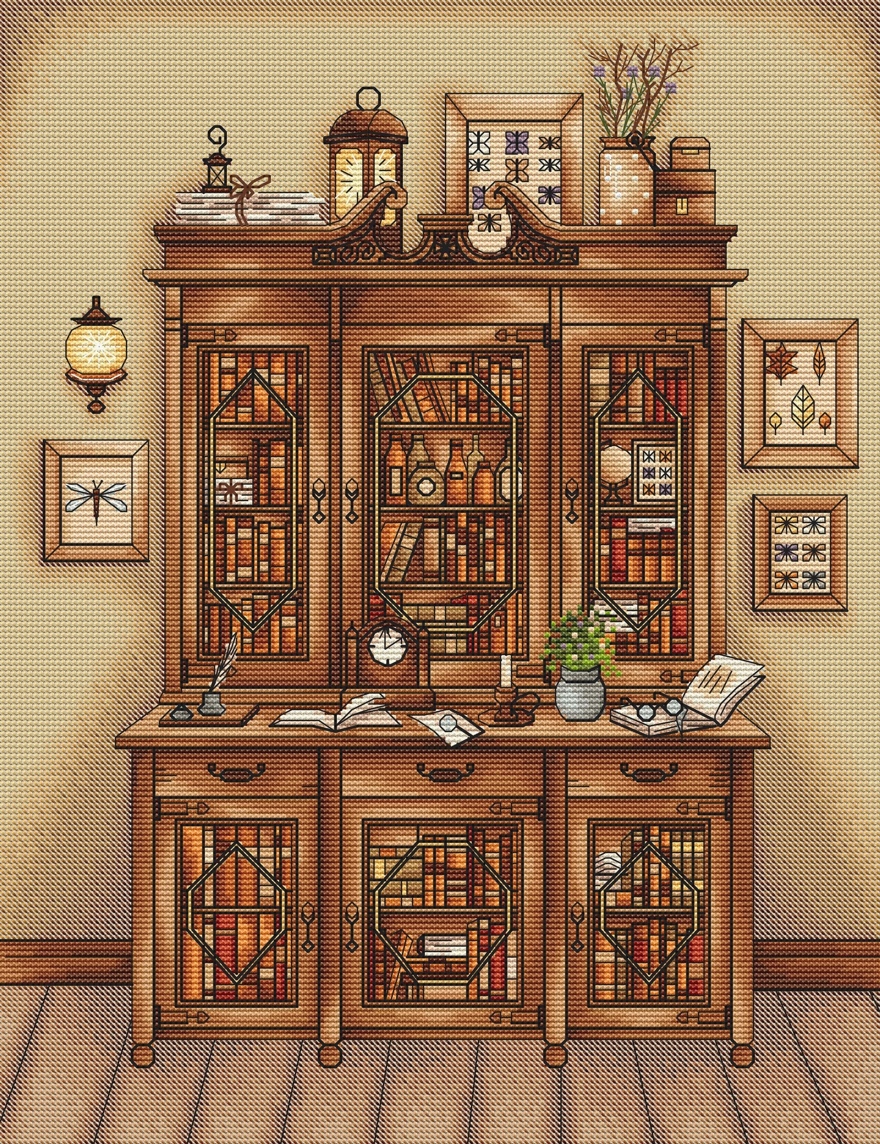 Bookcase. Library - PDF Cross Stitch Pattern – Wizardi