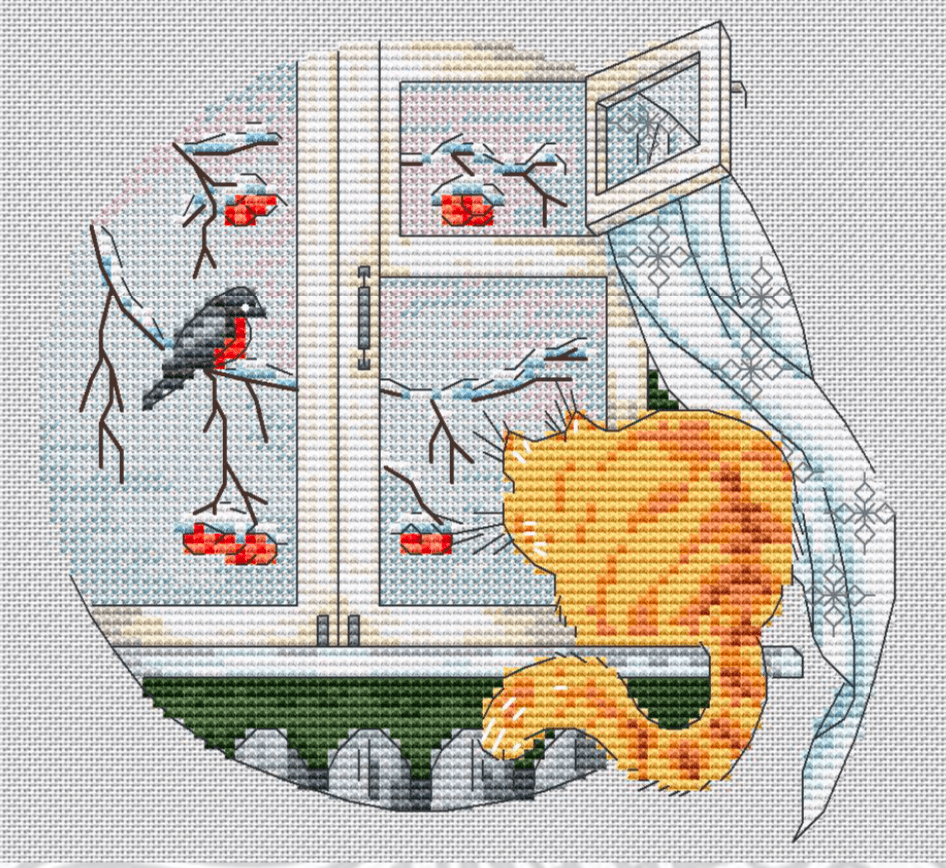 Cat at the Window - PDF Cross Stitch Pattern – Wizardi
