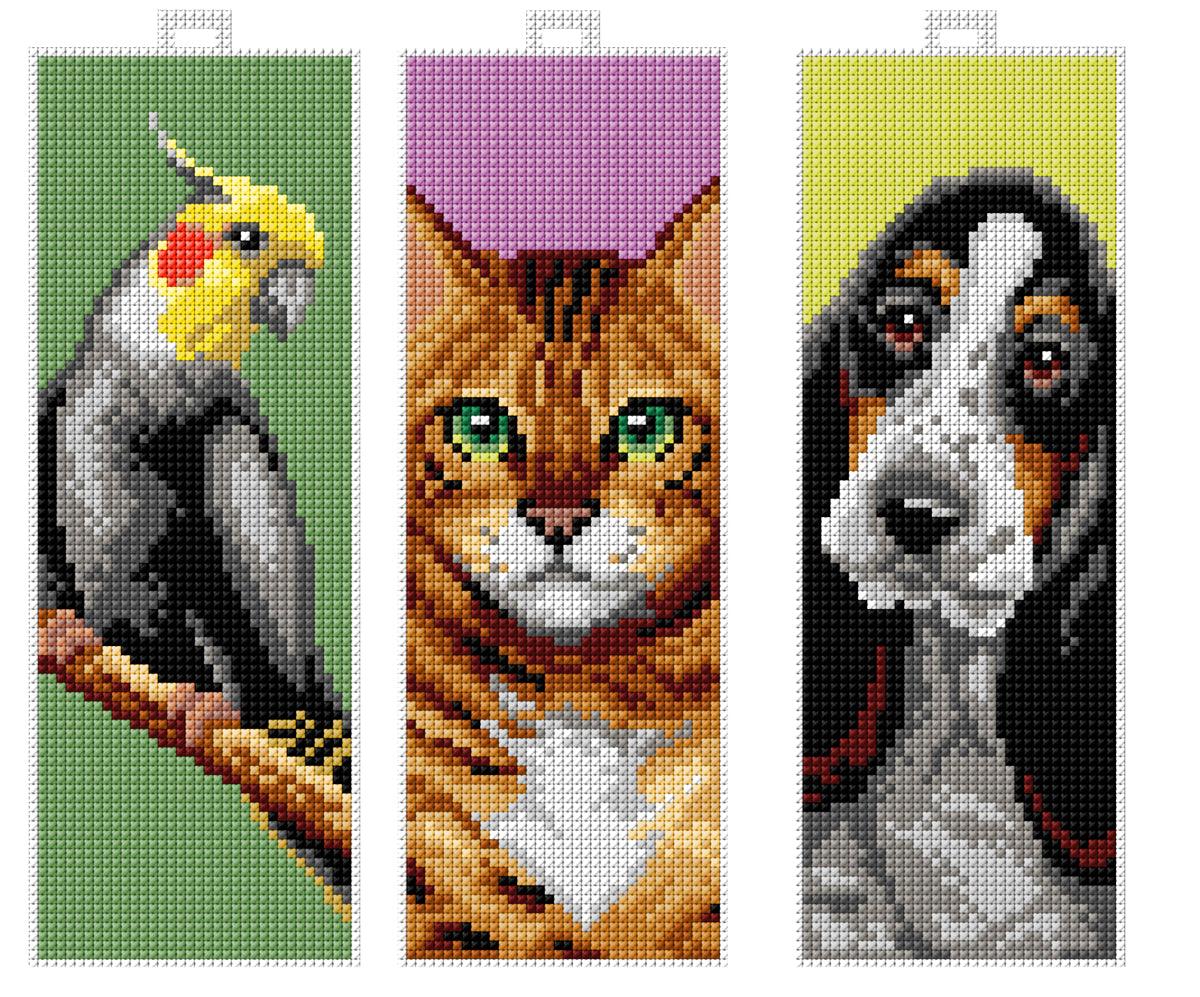 Counted cross stitch kit with plastic canvas "Animals" set of 3 design ...