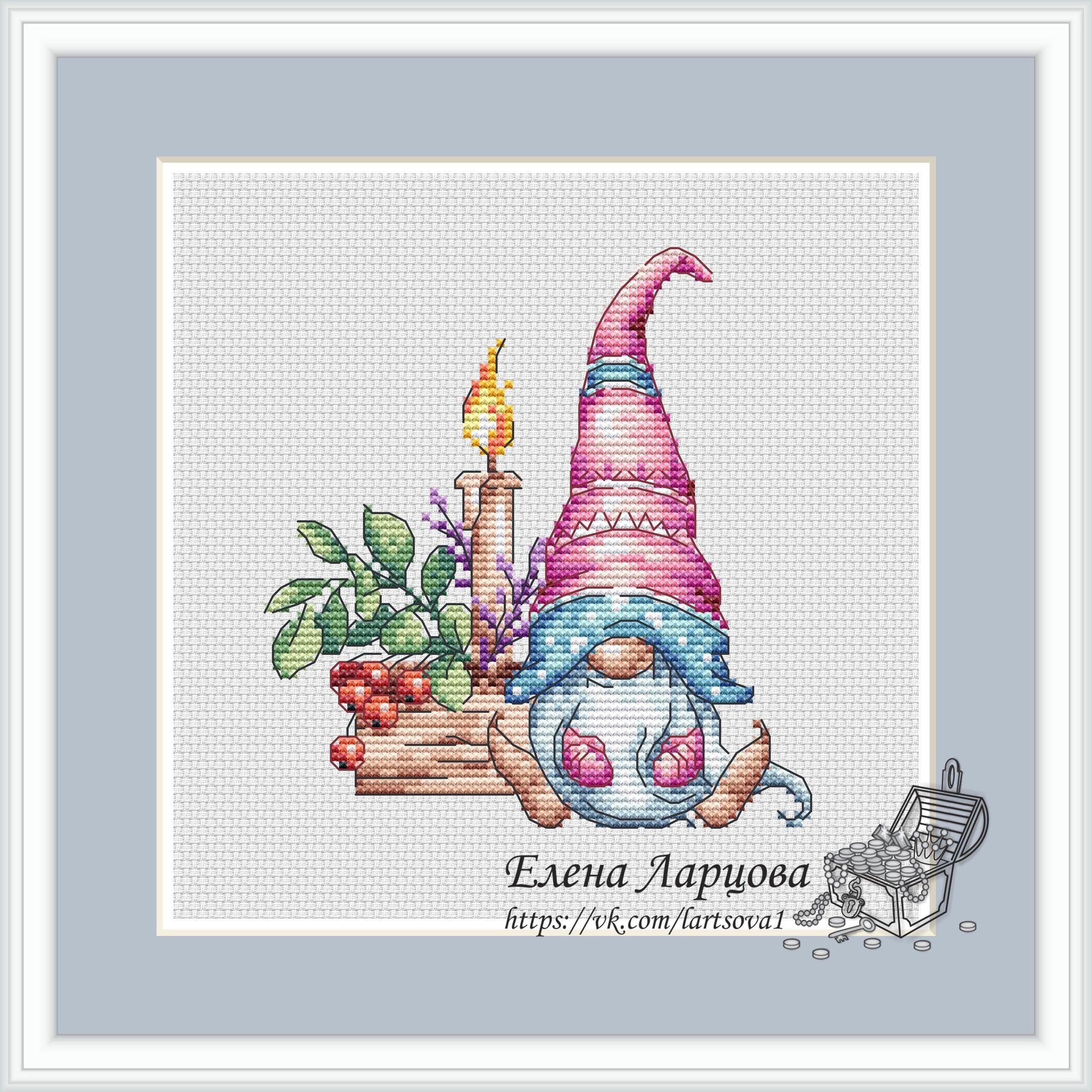 Dwarf with a Candle - PDF Cross Stitch Pattern – Wizardi