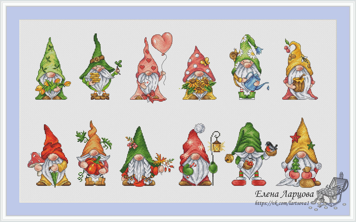 Dwarfs Seasons - PDF Cross Stitch Pattern — Wizardi