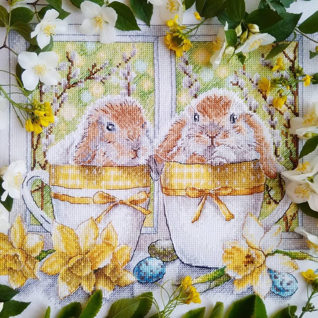 Easter bunnies Cross stitch pattern Rabbits Cross Stitch pdf Spring cr ...