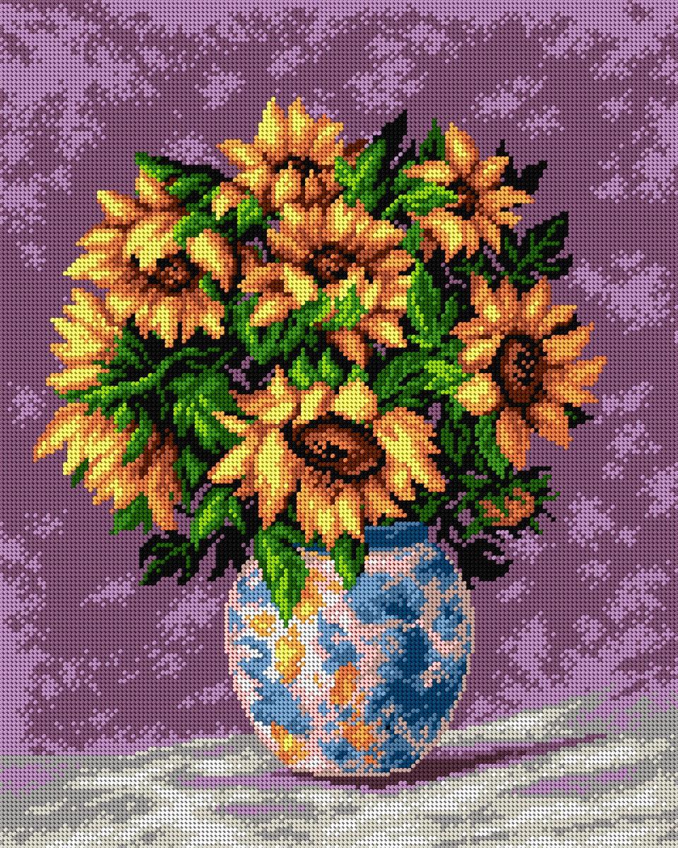 Gobelin canvas for halfstitch without yarn Sunflowers 2153M – Wizardi