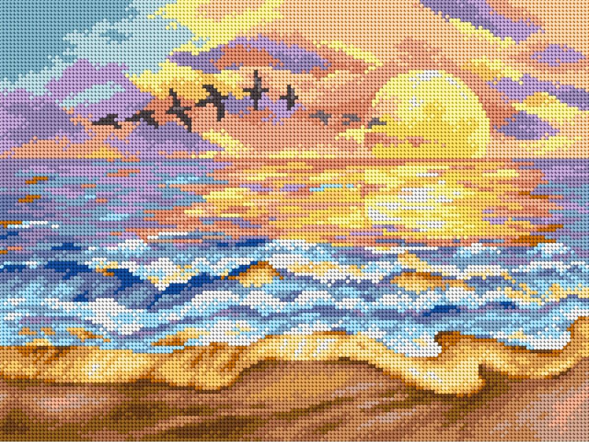 Needlepoint canvas for halfstitch without yarn Sunset over the Sea 238 ...