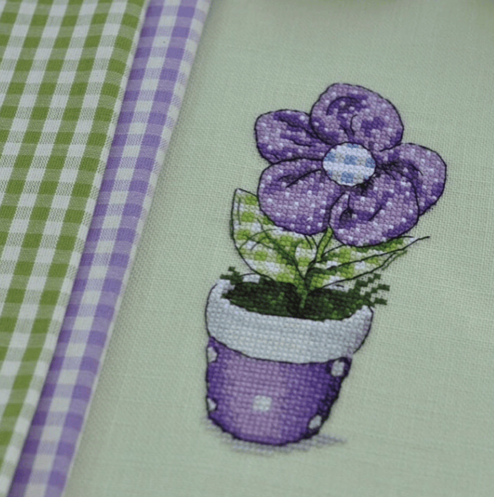 Violet Flowers - PDF Free Cross Stitch Pattern — Wizardi