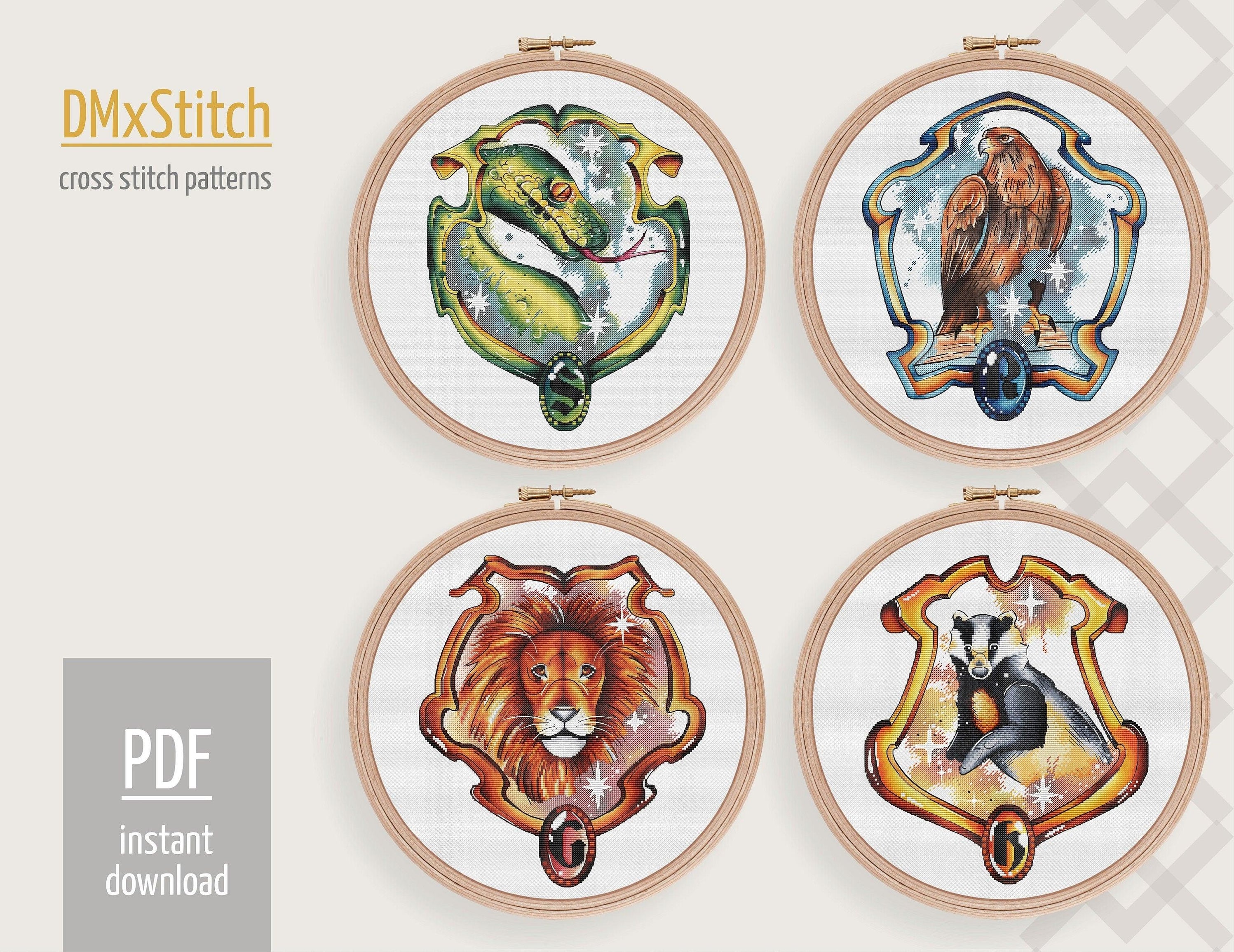 Wizard school emblem Cross stitch pattern Fandom Cross Stitch pdf Mode ...